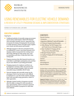 Using Renewables for Electric Vehicle Demand: A Review of Utility ...