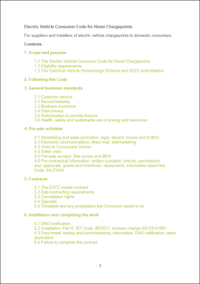 Electric Vehicle Consumer Code for Home Chargepoints - Colombia Inteligente