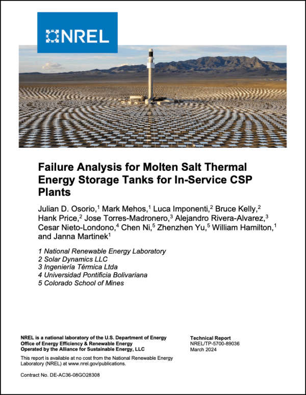 Failure Analysis for Molten Salt Thermal Energy Storage Tanks for In ...
