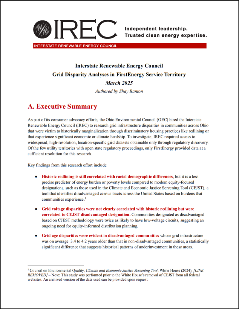 Grid Disparity Analyses in FirstEnergy Service Territory - Colombia ...